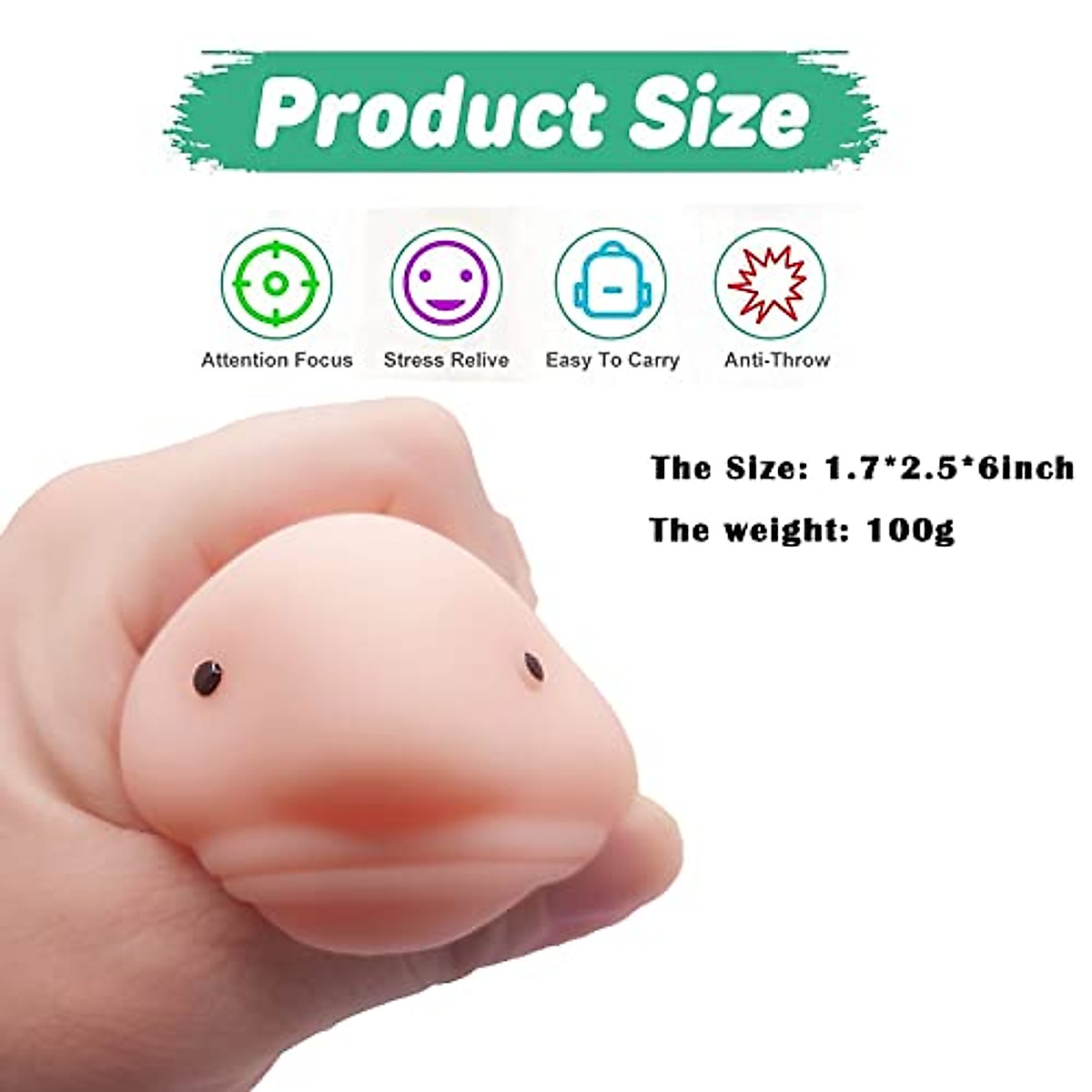 Blobfish Toy, Pull, Stretch and Squeeze Stress, Cute Fish Toy for Anxiety Relief, Funny Cute Sensory Toys for Autism, Birthday, Christmas, Office, Stocking Stuffer Gift