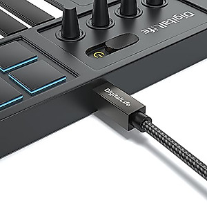DigitalLife 2m USB Type C to B MIDI Interface Converter Cable, Compatible with Windows 11 / macOS 14 Sonoma (Metal, Nylon Braided)