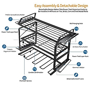 LIYJTK Power Tool Organizer, 3 Layers Heavy Duty Garage Tool Organizers and Storage, Drill Holder Wall Mount Floating Tool Shelf Storage Rack for Garage Organization Gift for Men Dad Father's Day