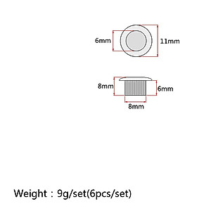 6 Pieces Nickel Plating Guitar Tuner Conversion Bushings Adapter Ferrules suit for Vintage Guitar