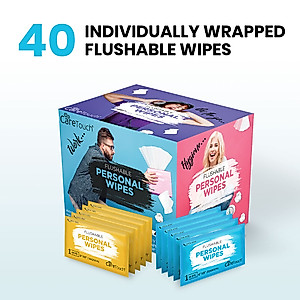 Care Touch Flushable Wipes Kids & Adults - Wet Wipes for Men & Women - Individually Wrapped, Disposable Wet Wipes for Body, Toilet, Bathroom& More - 2 Packs of 40 (80 Individual Wipes, Travel Wipes)