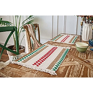 CcHhyyt Set of 4 Handmade Boho Placemat Rectangle Macrame Cotton Table Mats Woven Jute Tassel Placemat Christmas Table Decor Fringe Coffee Mat Kitchen Dining Table Christmas Decor Bohemian Style
