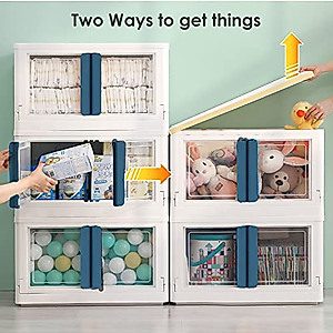 Storage Cabinet Plastic-3Pack,Baby Clothes Organization and Storage 76Quart/19Gallon White Stackable Toy Storage with Lids, Collapsible Storage Box with Wheels Plastic Containers Storage Bins for Kids/Children Room