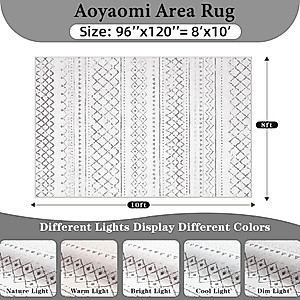 Area Rug Living Room Rugs 8x10 - Large Soft Boho Geometric Rugs, Non-Slip Foldable Washable Rugs Non Shedding Morden Indoor Floor Carpet for Bedroom Office Dining Room (Dark Grey,8' x 10')