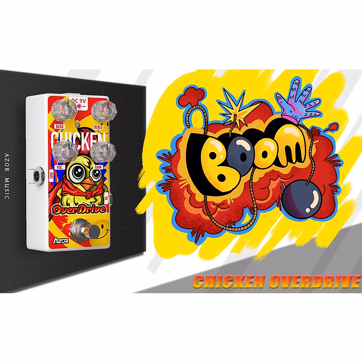 AZOR Overdrive Guitar Effect Pedal Chicken Overdrive Wide Range Pedal for Electric Guitar True Bypass AP505