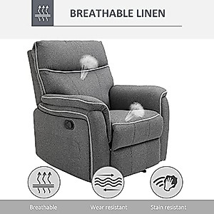 HOMCOM Manual Recliner Armchair with Thick Padded Headrest, Back and Footrest and Adjustable 150 Degree Angle, Grey