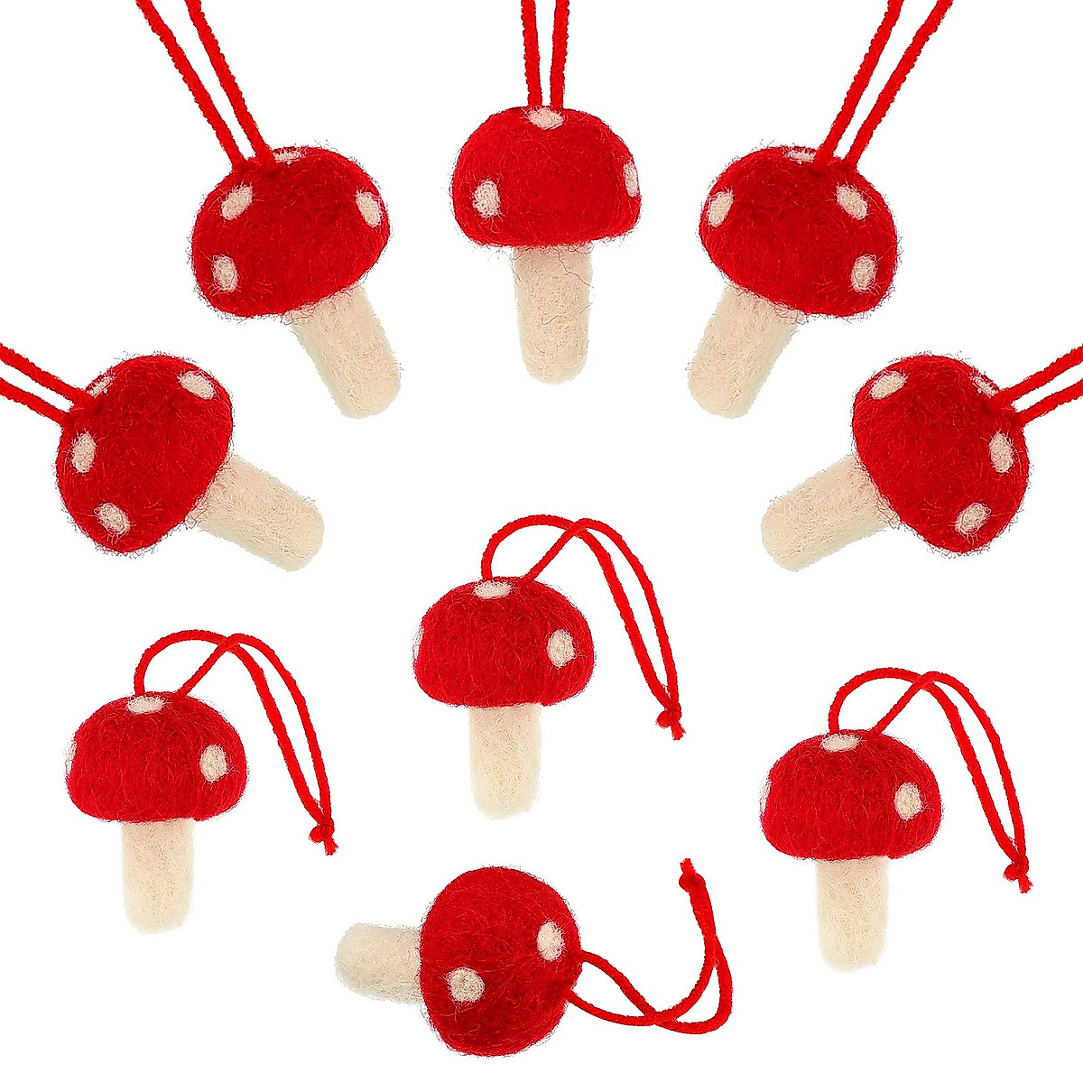 Felt Mushroom Christmas Mushroom Decorations Xmas Hanging Ornament Christmas Tree Ornament Decorations for Wedding Holiday(12 Pieces)