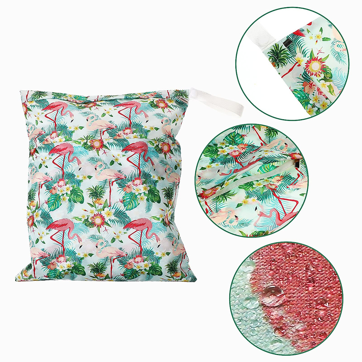 Frienda 4 Pieces Wet Dry Bag for Baby Waterproof Reusable Washable Diaper Bag Sealed with Handle for Travel, Beach, Swimsuit, Diapers, Dirty Gym Clothes and Toiletries (Hawaii)