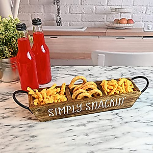 Simply Snackin 3 Section Divided Wood Snack Tray