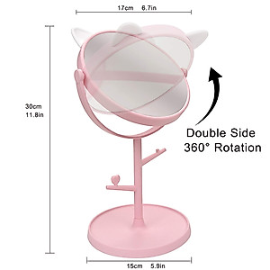 Nonebranded Desk Mirror for Makeup&Freestanding Pink Mirror, Folding Design for Tabletop