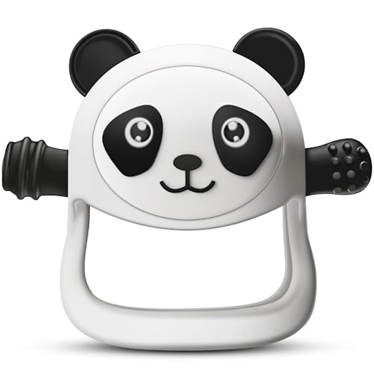 COZYPANDA Teething Toys for Babies 0-6-12 Months, Never Drop Baby Teether for Teething Relief, Silicone Panda Baby Hand Mittens with Sucking Need Pacifier, Baby Chew Toys for Breast Feeding (White)