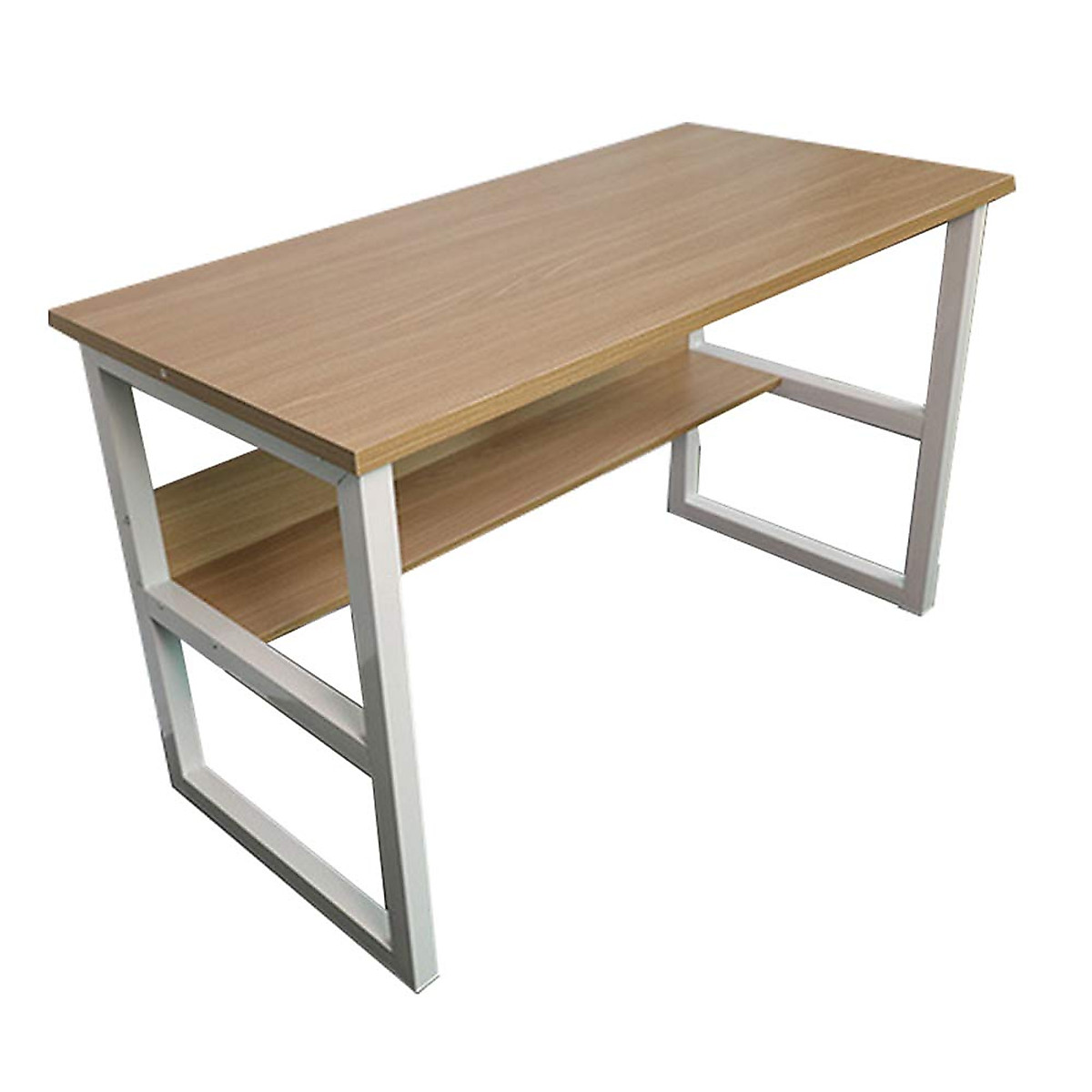 Computer Desk with Bookshelf, 44in Wood Office Writing Desk with Storage Shelves Modern Laptop Table Study Table Workstation for Home Office Furniture US Stock (Oak Color)