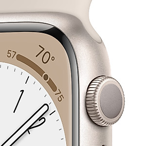 Apple Watch Series 8 (GPS, 45MM) - Starlight Aluminum Case with Starlight Sport Band (Renewed Premium)