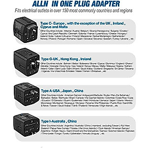 2000Watts Voltage Converter, 220V to 110V Converter, International Plug Adapter, Power Converter Adapter Combo, US to Europe, UK, Israel, Africa Over 150 Countries (Black)
