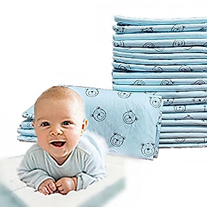 Disposable Changing Pads for Babies12x18in,54 Count Super Quick Absorbent Liners Leak-Proof and Waterproof Mess-Free Diaper Changes for Toddlers Blue Bear Printed