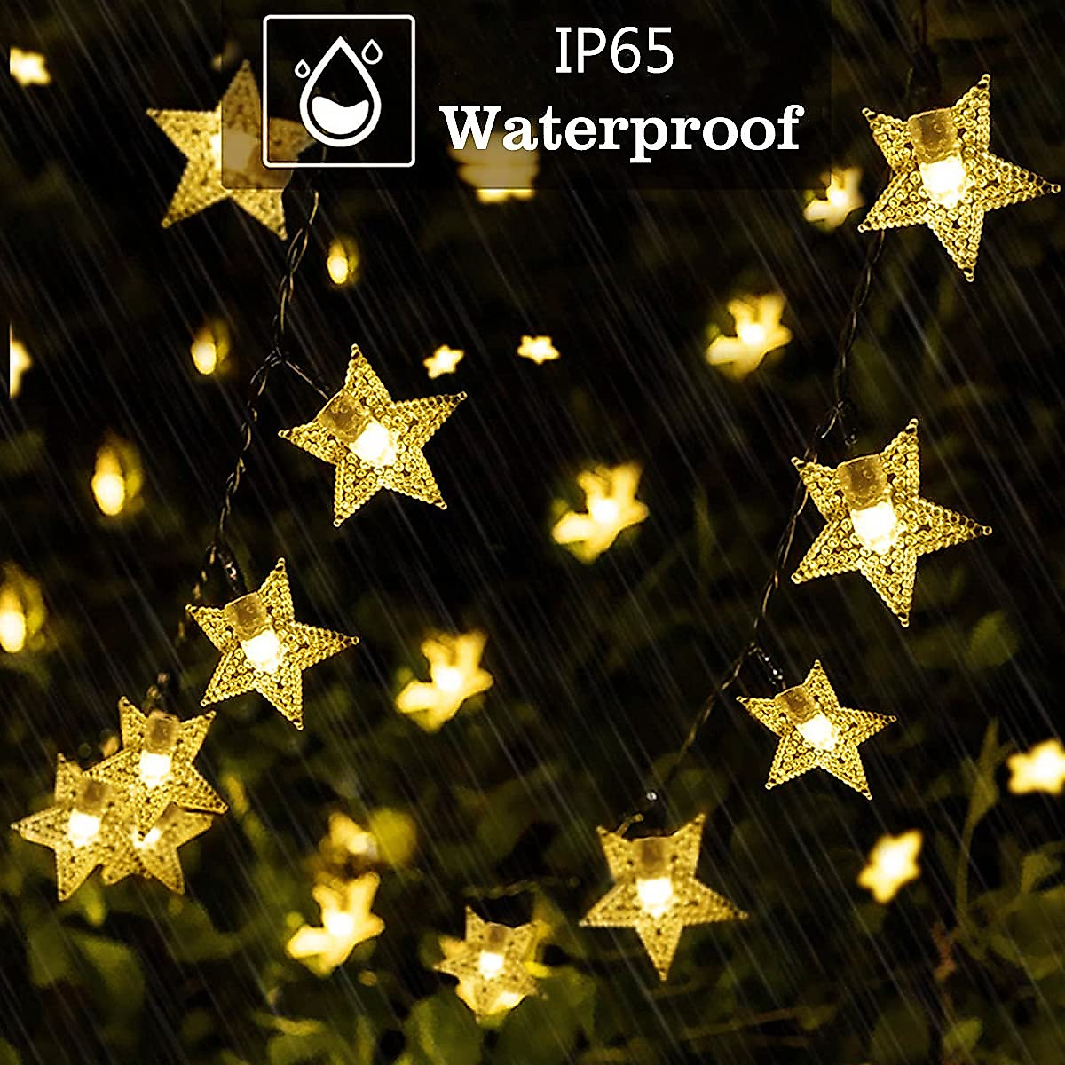 SMATOLS Solar Christmas Snowflake String Lights,50 LED Waterproof Multicolor Fairy Lights for Garden