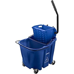 Carlisle FoodService Products Omnifit Mop Bucket with Side Press Wringer and Soiled Water Insert for Floor Cleaning, Kitchens, Restaurants, And Janitorial Use, Polypropylene (Pp), 35 Quarts, Blue