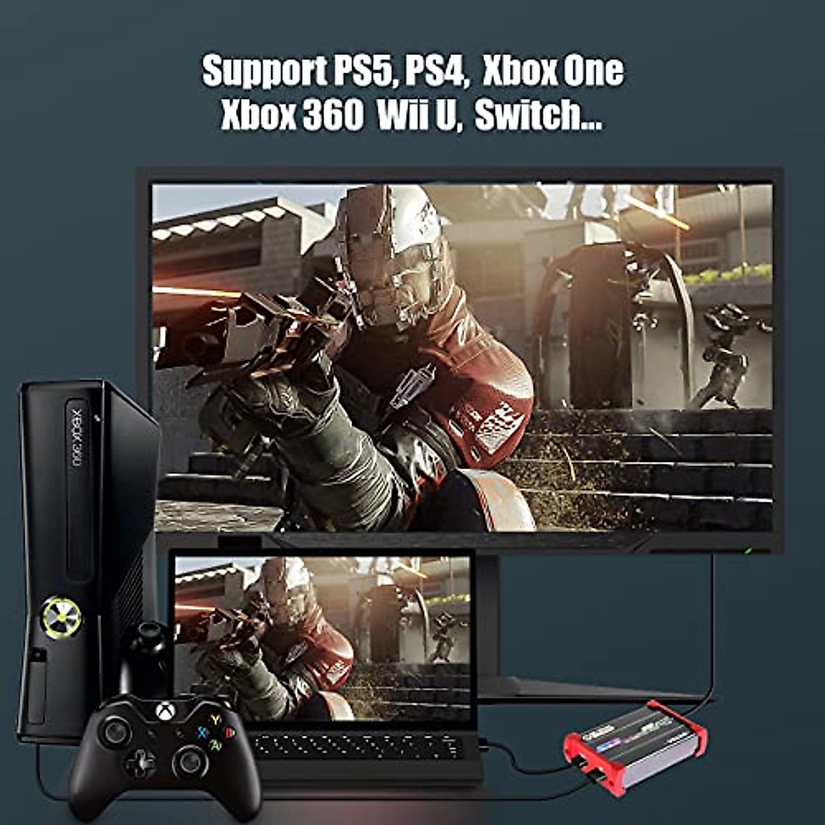 TreasLin Capture Card 4K 60FPS Game USB3.0 Capture, Video HDMI Cool Capture Card Live Streaming Share for PS5 PS4 Switch Wii U DSLR Xbox on OBS, Windows, Mac, Zero Latency HDMI Pass-through