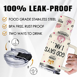 NIAXAUYT Christian Dance Gift, 40 Oz God Says I Am Dancer Tumbler With Handle, Christian Gifts for Girls/Women, Inspirational Religious Birthday Gifts for Dancer Bible Verse Cup, Ballet Dance Gifts