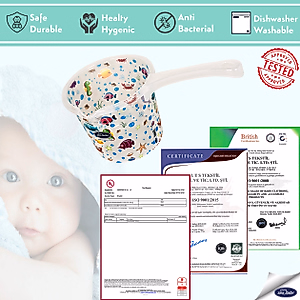 Sevi Baby Bath Rinse Cup, Certified Bath Water Scoop, Baby Shampoo Rinser, Baby Bath Mug Made from BPA-Free Safe Material, (1250 ml / 42.2 oz) - Made in Turkey (Pink) (White)