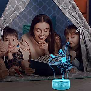 Lampeez Kids 3D Ballerina Night Light Ballet Dancer Gifts Lamp with 16 Colors Remote Control Changing Birthday Xmas Valentine's Day Gift Idea for Boys and Girls