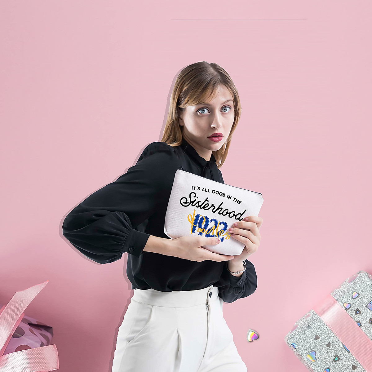 FOTAP Sorority Gifts Sigma Gamma Rho Sorority Makeup Bag SGR Gift Sorority Zipper Pouch Greek Sorority Cosmetic Bag (SISTERHOOD 192/2)