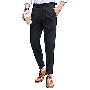 Floerns Men's Classic Fit Flat Front Dress Pants Office Business Trousers Black M