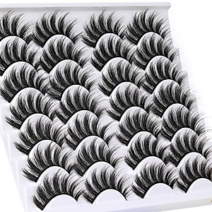 Veleasha Lashes 3D Faux Mink Lashes Fluffy False Eyelashes Natural Look 14 Pairs Lashes Pack Luxury Wispy Fake Eyelashes (3D07)