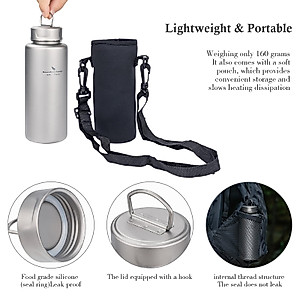 Boundless Voyage Titanium Bottle Single-layer Sports Water Bottle Ultralight Leakproof Drinkware for Outdoor Camping Hiking 700ml-Ti3012D
