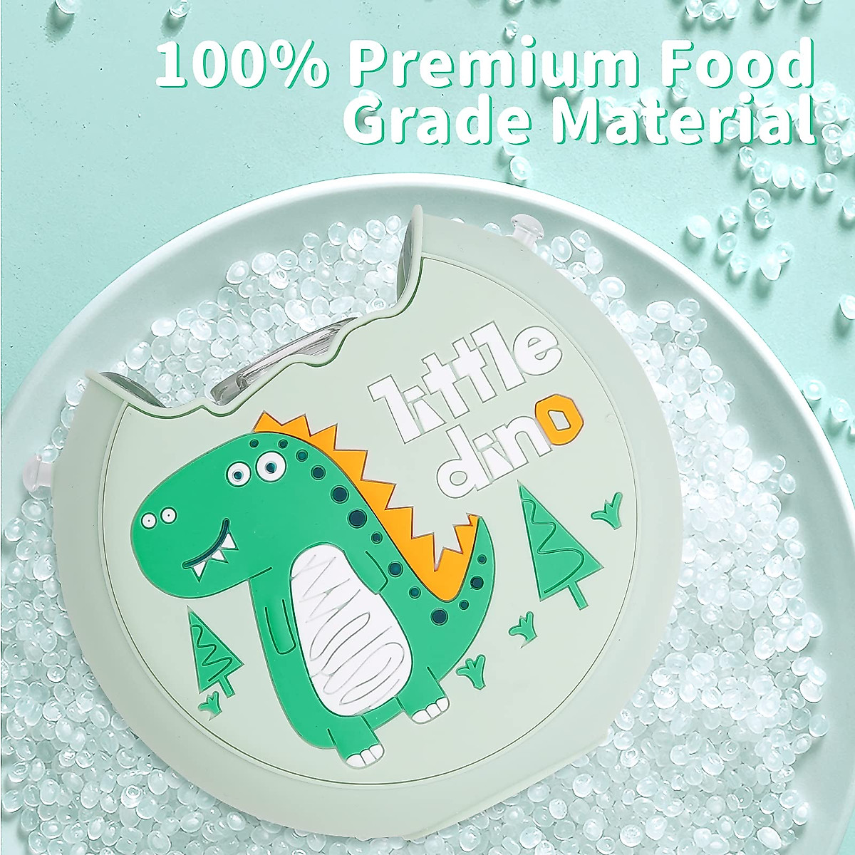 PHEENOWL 13oz Donut Water Bottle with Straw for Kids, BPA Free & Leak Proof Sports Cup for Boys Toddler Drink Bottle with Shoulder Strap for Outdoor and School (Dinosaur)