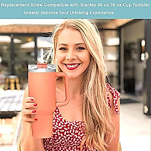 6 Pack Replacement Straws Compatible Stanley 30oz 40oz Tumbler, Plastic Clear Reusable Straws with Cleaning Brush/Straw Tips Cover for Stanley Adventure Travel Tumbler Stanley Cup Accessories (clear)