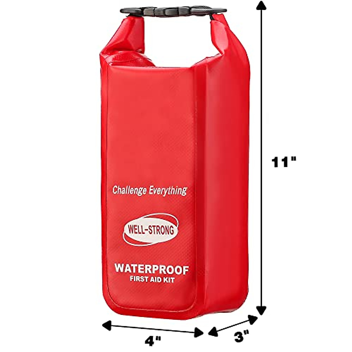 WELL-STRONG Waterproof First Aid Kit Roll Top Boat Emergency Kit with Waterproof Contents for Fishing Kayaking Boating Swimming Camping Rafting Beach Red