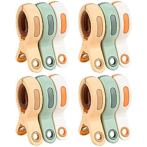 Linkidea Beach Towel Clips for Beach Chairs, Heavy Duty Laundry Clothes Pins Clips with Springs, Plastic Strong Beach Chair Clips Keep Towel from Blowing Away