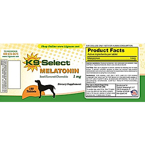 K9 Select Melatonin for Small Dogs, 1mg - 180 Beef Flavored Tablets - Canine Sleep Aid