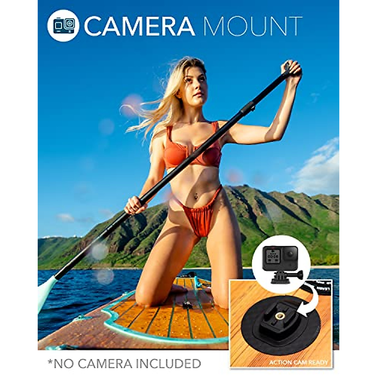 DAMA 10'6"x32"x6" Inflatable Paddle Board, sup Board, Paddleboard w/Camera Seat, Floating Paddle, Hand Pump, Board Carrier, Waterproof Bag, Drop Stitch, Traveling Board for Surfing