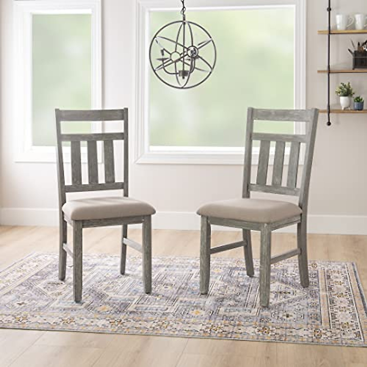 Powell Turino Dining Set, Grey Oak Finish, 6 Chairs