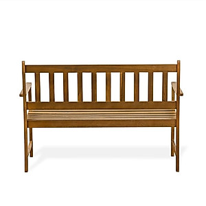East West Furniture BBTB0NA Belmont Wooden Patio Bench with Backrest - Acacia Wood, 48x22x33 Inch, Natural Oil