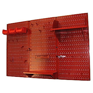 Pegboard Organizer Wall Control 4 ft. Metal Pegboard Standard Tool Storage Kit with Red Toolboard and Red Accessories