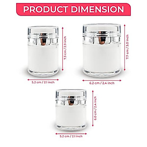 BRONZ 3 Pcs Airless Pump Jar, 0.5/1.0/1.7 Oz Refillable Moisturizer Container Vacuum Bottle with Lid, Travel Size Leak Proof Empty Container with Moisturizer Pump Dispenser for Makeup Lotion