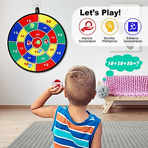 Kids Dart Board Game Set-29 inchs, Board Games with 16 Stick Balls, Summer Indoor Outdoor Toys Games for Kids Ages 4-8, Birthday Party Games Yard Toys for Kids Ages 3 4 5 6 7 8 9 10 11