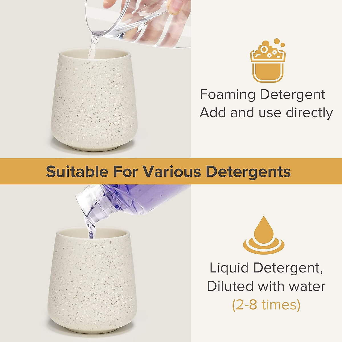 Foaming Soap Dispenser - 12 Oz Ceramic Soap Dispenser with Pump, Liquid Hand soap Dispenser for Bathroom & Kitchen, Refillable Lotion Dispenser