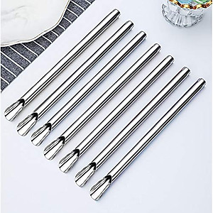 Agoniii 8PC stainless steel Eco Friendly Drinking Straws,reusable Smoothie straws metal Spoon for boba straw, drinking Coffee with 2 Cleaning Brushes,Long Drink Straws, 8.4*5.9*4.7 inches