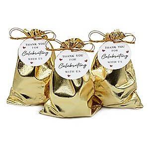 BEAVOING Pack of 100 4"x 6" Heavy Duty Gold Drawstring Organza Jewelry Pouches Wedding Party Christmas Favor Gift Candy Chocolate Bags