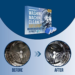 Washing Machine Cleaner Descaler Tablets - Deep Cleaning Tablets for HE Front & Top Loader Washer, Remove Ordor Grime Buildup Residue Eliminator (24 Pack, 2, Count)
