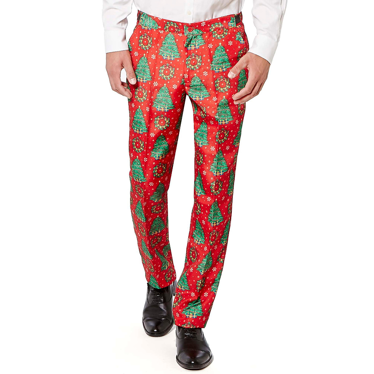 Suitmeister Christmas Suits for Men in Different Prints ,Ugly Xmas Sweater Costumes Include Jacket Pants & Tie,Large,Christmas Trees
