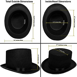 AnapoliZ Top Hat Black Felt | One Size Magician Hat Costume | DIY Steampunk | Ultra Ringmaster Circus Hats | Dress Up Party Accessory