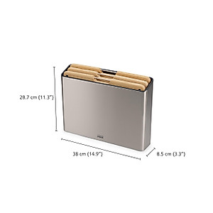 Joseph Joseph Folio Premium 3-Piece Cutting Board Set, Slimline Case for Organized Kitchen Storage, Large, Stainless Steel and Bamboo