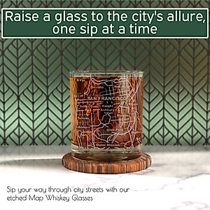 Greenline Goods Whiskey Glasses - 10 Oz Tumbler for San Francisco Lovers (Single Glass) - Etched with San Francisco Map - Old Fashioned Rocks Glass