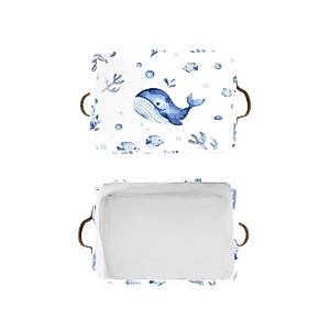 Whale Octopus Fish Personalized Storage Bins Custom Baskets Cubes Organizer With Handle for Home Nursery Supplies Clothes Toy 1 Pack