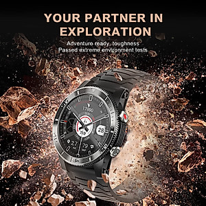 DR.VIVA Smart Watches for Men, Outdoor GPS Smartwatch Fitness Activity Tracker with Heart Rate Blood Oxygen Sleep Monitor, 1.3" HD Touch Screen 18-Day Battery 130 Sport Modes 5ATM Waterproof, Black